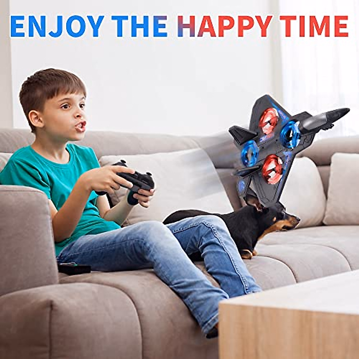 F.U.Fitrota Stunt Remote Control Plane Drone for Kids, Hobby RTF RC Airplanes Toys for Boys, F22 Raptor Fighter RC Jet Plane Toy