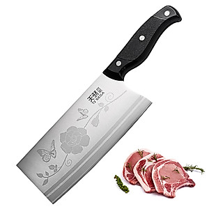 Meat Cleaver Knife 7.2 Inch, Ultra Sharp Chinese Chef's Knives, Full-tang Chopping Knife, 30Cr13 Steel Blade Thickness 2 mm, TJ SEGA Series TC17068