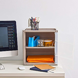 EZOWare 2 Tier Organizer Drawer, Stackable Plastic Modular Storage Box for Bathroom, Bedroom, Living Room, Kitchen, Office - 2 Pack