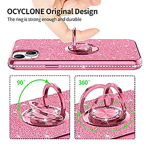 OCYCLONE iPhone 14 (6.1") Glitter Diamond Case with Ring Stand - Pink, Women & Girls