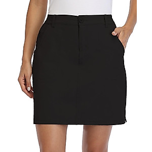 Willit Women's Skorts Golf Casual Skort Skirts UPF 50+ Quick Dry Zip Pockets Outdoor Hiking Black S
