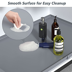 FUNXIM Under Sink Mat, Under Sink Liner For Kitchen Waterproof,Under Sink Mats 34" X 22" Silicone With Unique Drain Hole For Kitchen, Cabinets, Bathroom And Laundry Room (Gray)