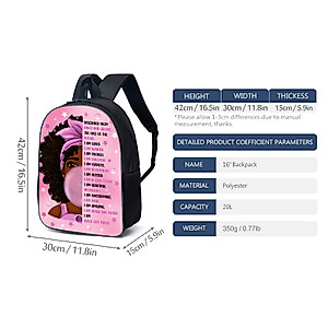 DSWEFGY African Women Backpack 16Inch Laptop Backpack Cute Lightweight Waterproof Bookbag Gifts For Teens Picnic Travel