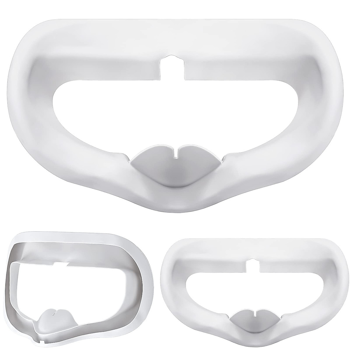 3 Pieces Eye Silicone Cover Silicone Face Covering Compatible with Oculus Quest 2 Sweatproof Lightproof Leakproof (White)