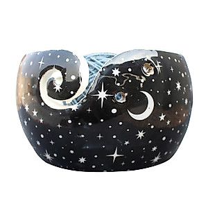 Premium Yarn Bowl for Knitting | Wooden Yarn Storage Bowl for Yarn | Wooden Yarn Holder | Yarn Bowl Cute for Yarn Stoarge (Moon & Star)