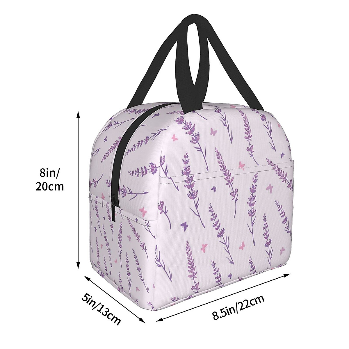 Lavender Field Purple Butterfly Lunch Box Travel Bag Picnic Bags Insulated Durable Shopping Bag Back To School Reusable Waterproof Bags For Man Woman Girls Boys