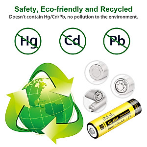iMah HR6 AA rechargeable batteries Ni-MH 1.2V 1800mAh for Flashlight Remote Control Car Toys Clock, also Compatible with Panasonic BK-3MCCA8BA BK-3HCCA8BA BK-3MCCA4BA BK-3HCCE4BE, 8-Pack