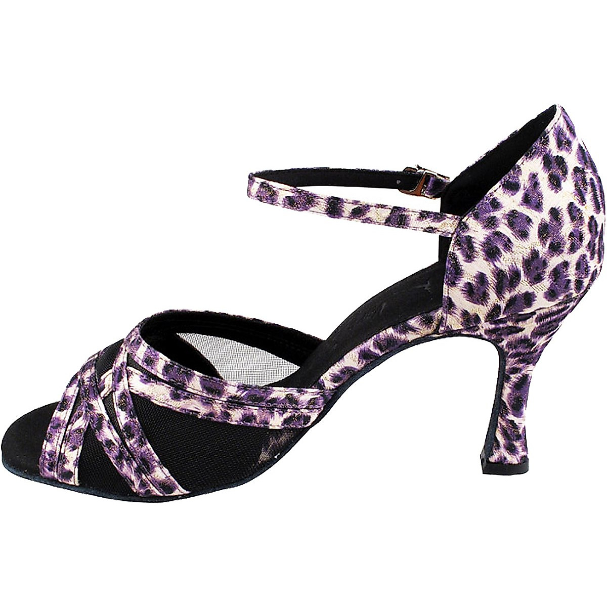 Women's Ballroom Dance Shoes Tango Wedding Salsa Dance Shoes Purple Leopard & Black Mesh Sera1398EB Comfortable - Very Fine 2.5" Heel 7.5 M US [Bundle of 5]