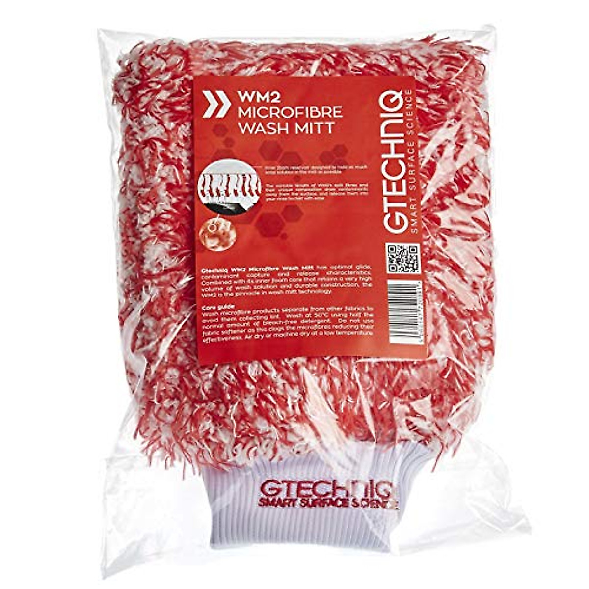Gtechniq WM2 Microfibre Wash Mitt - Ultra Low Friction Washcloth, Soft Glide Minimises Swirl Marks - Holds Maximum Volume Of Soap Suds, 100% Split Varied Length Polyester Strands For A Quick Easy Wash