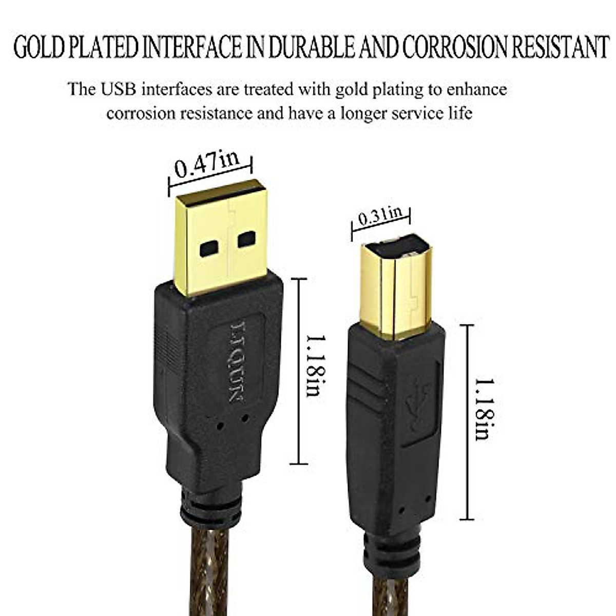 Printer Cable 6ft USB 2.0 Cable A-Male to B-Male High Speed Shielded USB A to B Cable High Speed Compatible with HP, Canon, Brother, Epson, Xerox, Samsung etc