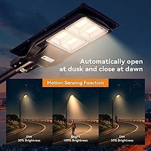 LANGY 120W Solar Street Lights Outdoor 240pcs LED Chips 12000 Lumens, Solar Street Light with Motion Sensor & Dusk to Dawn Solar Powered IP65 with Remote Control, for Barn,Sidewalk, Garden