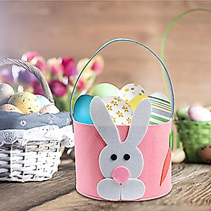 Easter Baskets for Kids Empty Felt Bunny Basket Easter Bunny Ears Bags with Rabbit Ears Easter Egg Hunting Tote Bag Easter Rabbit Gift Storage Bucket Toys Easter Decor Eggs Candy Gifts Storage (A)