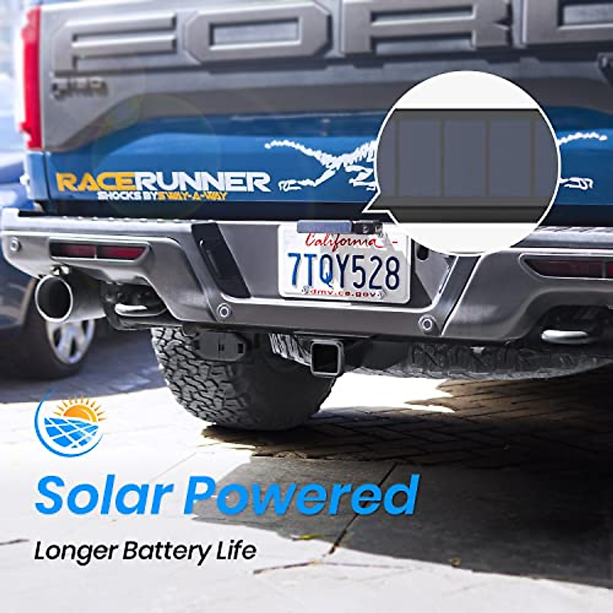 Upgrade Solar Wireless Backup Camera for Truck, AUTO-VOX 3Mins No Wires Install with Battery Powered Car Back Up Camera Systems, IP69K Waterproof Vehicles License Plate Reverse Camera for Trailer/SUV