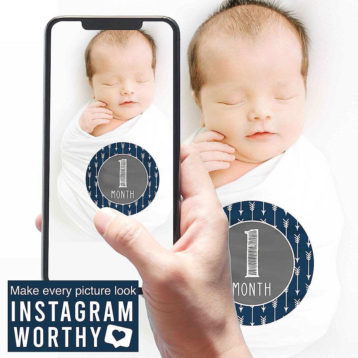 16 Monthly Baby Milestone Stickers Boy - Blue Baby Monthly Milestone Stickers for Baby Boy, Milestone Baby Monthly Stickers, Baby Month Stickers for Baby Photo Props, Monthly Baby Stickers Boy