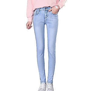 Maiyifu-GJ High Rise Skinny Pencil Jeans for Women Casual Slim Fit Butt Lifting Denim Pants Washed Stretch Jean Trousers (Light Blue,33)