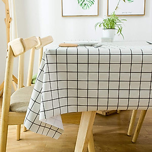 Yofori Tablecloth Wipe Clean Table Cloth Wipeable PVC Waterproof Rectangular Table Cover Plastic Table Protecter for Kitchen Outdoor (54x108 inch, Plaid)