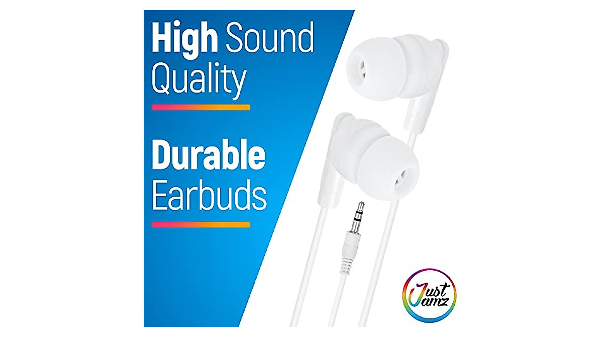 Bulk 30 Pack Earbuds - Pearl White In-Ear Headphones for Schools & More