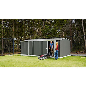 Absco Workshop 20 Ft. x 10 Ft. Metal Storage Shed DIY Galvanized Steel Sheds for Lawn Mower, Equipment, Workbench, Tools, Garden in The Yard, Garden, Patio, Outdoor Storage (Woodland Gray)
