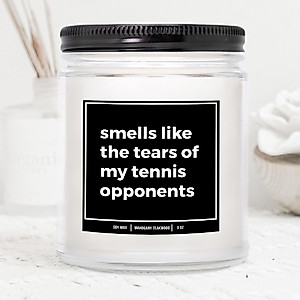 YouNique Designs Funny Tennis Gifts 9oz Candle, Gifts for Tennis Players, Gifts for Tennis Lovers- Cute Tennis Gifts for Women, Men - Tennis Themed Gifts, Tennis Gift Ideas (Mahogany Teakwood)