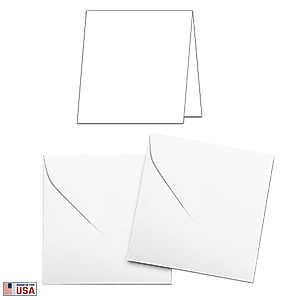 Premium 3" x 3" White Folded Card & Envelope Set - 50 Pack - Blank Folded Cards and White Envelopes - Great for Floral Cards, Small Thank You's, DIY Small Cards, and More!