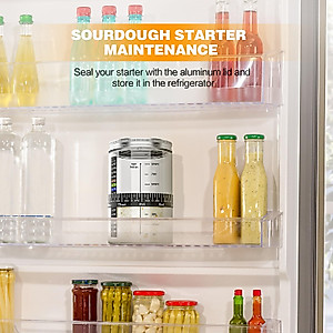 Aofmee Sourdough Starter Jar, 36oz Large Capacity Sourdough Jar Wide Mouth -Gift Ideal for Beginner Sourdough Bakers, Reusable Sourdough Starter Kit - Easy to Use & Clean (Blue)