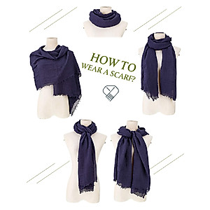 Geyoga 6 Pcs Women Scarf Shawl Hijab Scarfs Cotton Blend Crinkle Scarf Wrap Head Scarf for Seasons(Classic Colors)