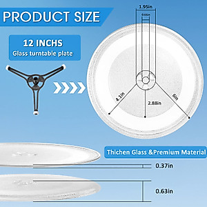 Microwave Glass Plate 12 Inch Compatible with Whirl-pool Microwave W10337247 Microwave Glass Turntable Tray Replace W11367904 W11335034 WPW10337247 Microwave Plate Replacement