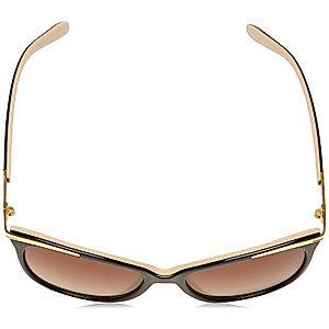 Ralph by Ralph Lauren Women's RA5203 Cat Eye Sunglasses, Shiny Black On Nude & Gold/Gradient Brown, 54 mm