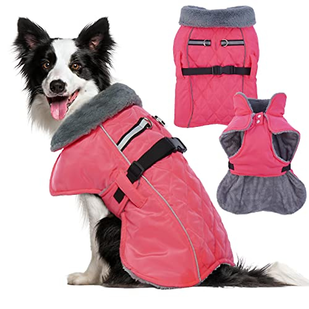 IECOii Dog Winter Clothes, Warm Dog Winter Sweater, Dog Fleece Jacket with Turtle Neck, Dog Waistcoat for Large Dogs Winter Fits for Pitbull, Border Collie, Samoyed, English Bulldogs, XL