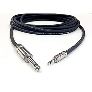 1 Foot Pro Audio 1/4 inch (6.35mm) TRS to 1/8 inch (3.5mm) TRS Balanced Cable by Custom Cable Connection