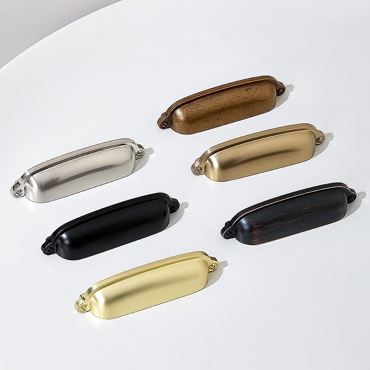 HARPOON 10 Pack Bin Cup Handle Pulls,Vintage Drawer Pulls,Cabinet Hardware,Shell Handle,3.78 Inch Black