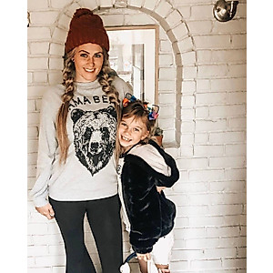 Blooming Jelly Womens Mama Bear Sweatshirt Crewneck Loose Fit Cute Long Sleeve Tops Graphic Fall Outfits Ladies Winter Clothes (Medium, Grey1)