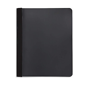 Blue Summit Supplies 25 Black Plastic Report Covers with Prongs, Black 3 Prong Clear Front Report Cover for Presentation, Document, and School Use, 0.42mm PP Plastic, Bulk 25 Pack