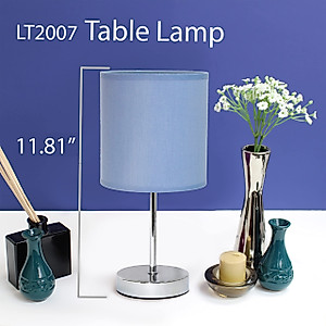 Simple Designs LT2007-PRP Chrome Mini Basic Table Lamp with Fabric Shade, Periwinkle Purple