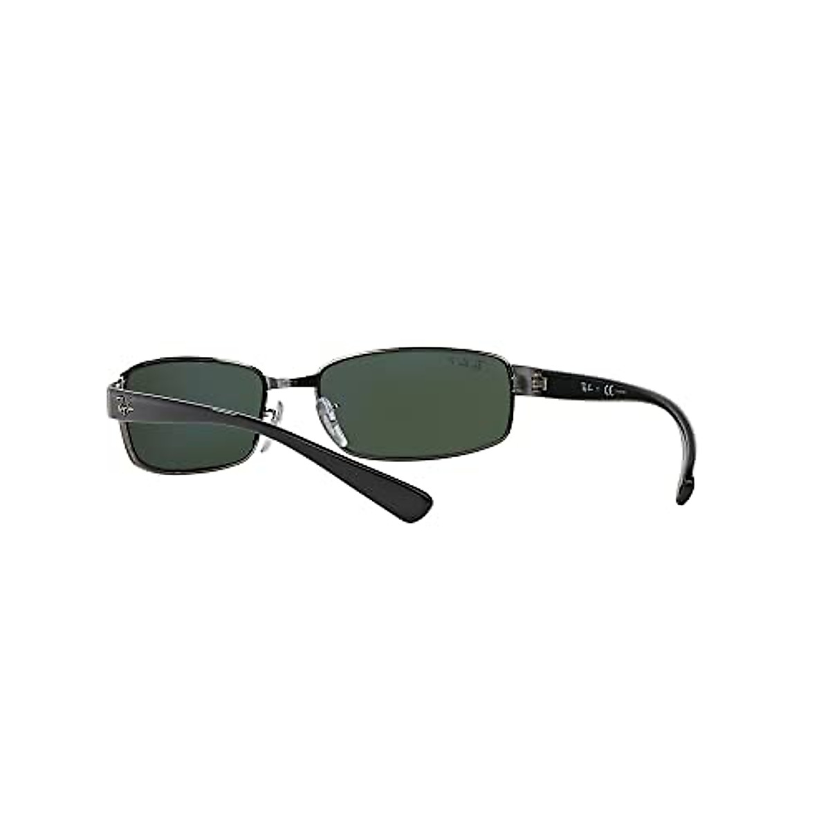 Ray-Ban RB3364 Metal Rectangular Sunglasses, Gunmetal/Polarized Green, 62 mm