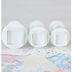 3Pcs Square Plunger Cutters Set Fondant Sugarcraft Decorating Cutters Tools-Tiny(0.6")