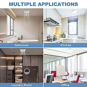 POWERENG Bathroom Fan Ultra-Quiet Bathroom Ventilation, Exhaust Fan,123CFM 0.7 Sones 40W,4 Inch Duct Collar,White,9 Inch Opening size,Easy to Install & Replace