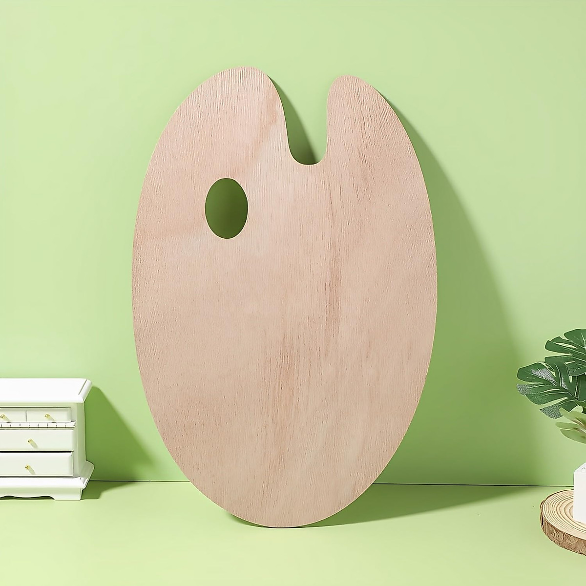 Dxlam Palette Wooden Paint Palette, 2PCS Painting Palette Paint Tray Palettes for Acrylic Watercolor Oil Paint DIY Art Craft Painting