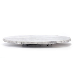 Unknown1 Off/White Marble 12" Lazy Rotating Serving Board White Stoneware