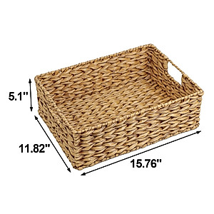 ORDELITE Wicker Basket, Baskets for Organizing, Plastic Storage Basket with Handles, Waterproof Woven Basket for Storage, Pantry Baskets-1 Pack (Brown)