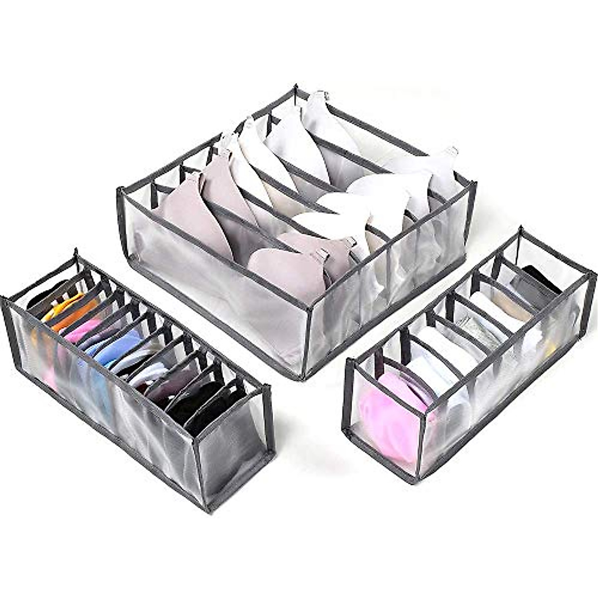 3 pack Underwear Organizer Drawer Divider , Home Foldable Underwear Socks Closet Storage Box (Gary)