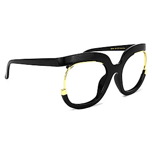 VOOGLAM Oversized Black Square Eyeglasses Glasses for Women with Clear Lens Fredia OX739865-03