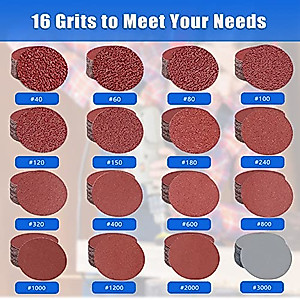 POTUINOM 100PCS 2 Inch Sanding Disc Sander Attachment Disc 240-Grit Hook and Loop Sandpaper Alumina Orbital Sander Pads for Polishing, Grinding, Woodworking