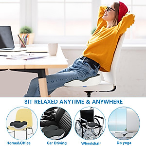 Thicked Seat Cushion for Office Chair - Memory Foam Chair Cushions for Strong Support and Comfort for All-Day Sitting, Relieves Butt Orthopedic Sciatica Hip Coccyx Pain for Car Driving, Wheelchair
