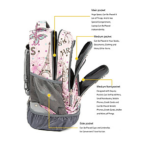 Tilami Rolling Backpack 18 Inch with Pencil Case School for Boys Girls, Pink