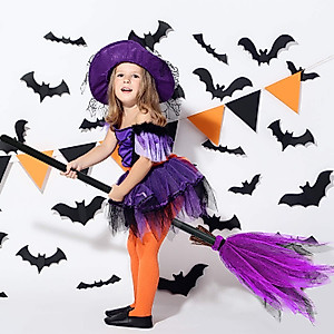 URATOT 2 Pieces Halloween Witch Broom Plastic Witch Broom Props Witch Broom Party Decoration for Halloween Costume Decoration