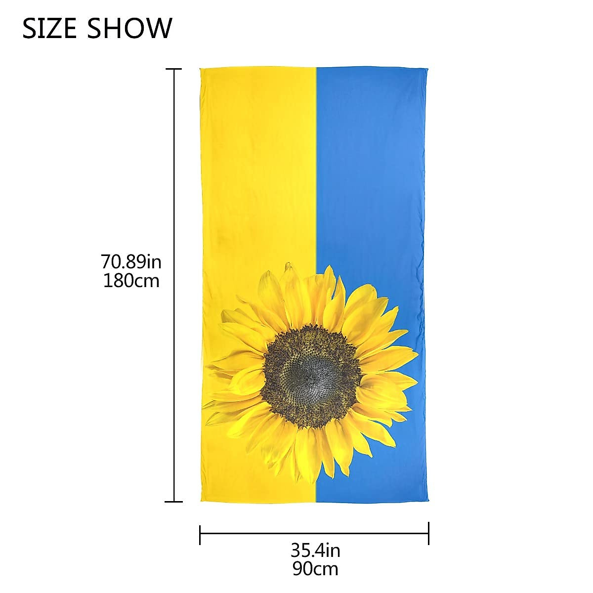 CHIFIGNO Sunflower Ukrainian Flag Long Scarf for Women Large Wrap Stole Fashion Silk Like Neck Scarf