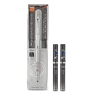 uni Mechanical Pencil Kuru Toga Roulette Model 0.5mm Silver (M510171P.26) 1set Mechanical Pencil Lead 0.5mm for Kuru Toga HB Black Case (U05203HB.24) 2set (M510171P.26+U05203HB.24)