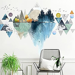 WAFT YEARN Mountain Wall Decals Peel and Stick Arch Wall Stickers Geometric Wall Stickers & Murals Tree Wall Decals for Living Room Bedroom Bathroom Door Restroom Roommates Vinyl Wall Art Sticker