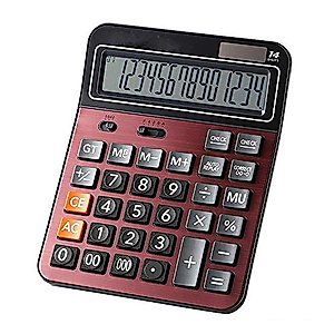 Meichoon Solar Battery Calculator Dual Power Large Standard Function Desktop Business Calculator with 14 Digit Large LCD Display Convenient for Office & Home KA06 Red